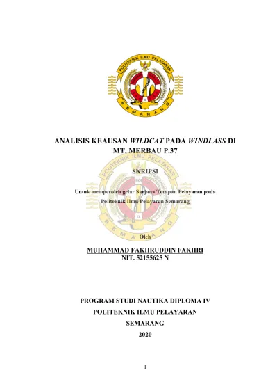ANALISIS KEAUSAN WILDCAT PADA WINDLASS DI MT. MERBAU P.37