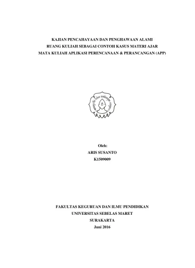 KAJIAN PENCAHAYAAN DAN PENGHAWAAN ALAMI RUANG KULIAH SEBAGAI CONTOH ...