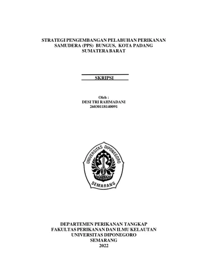 STRATEGI PENGEMBANGAN PELABUHAN PERIKANAN SAMUDERA (PPS) BUNGUS, KOTA ...