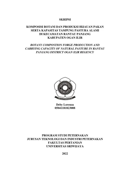SKRIPSI KOMPOSISI BOTANI DAN PRODUKSI HIJAUAN PAKAN SERTA KAPASITAS ...