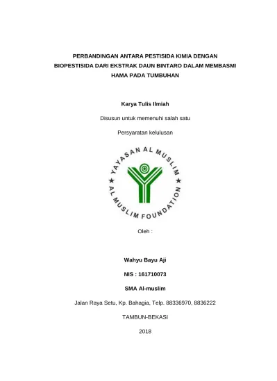 PERBANDINGAN ANTARA PESTISIDA KIMIA DENGAN BIOPESTISIDA DARI EKSTRAK ...
