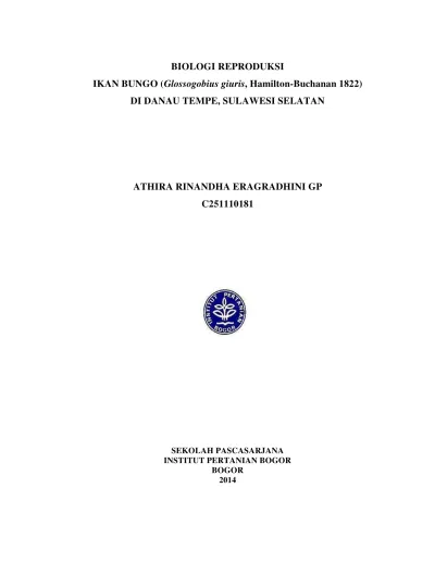 Biologi Reproduksi Ikan Bungo (Glossogobius giuris, Hamilton-Buchanan ...