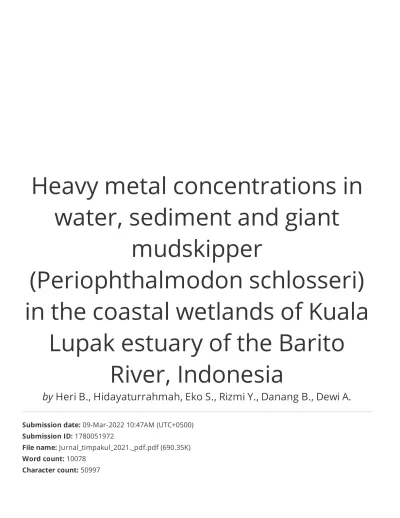 Heavy metal concentrations in water, sediment and giant mudskipper ...