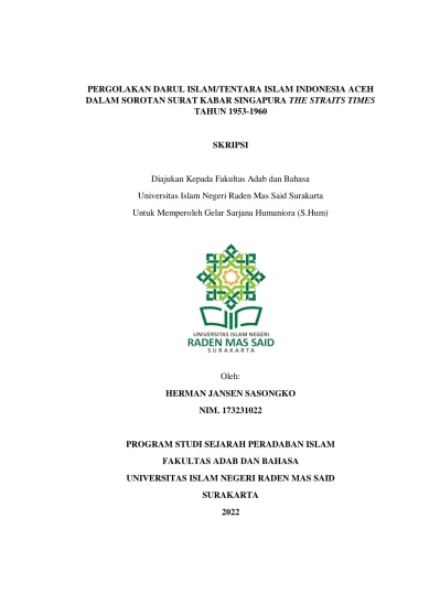 Pergolakan Darul Islam/Tentara Islam Indonesia Aceh Dalam Sorotan Surat ...