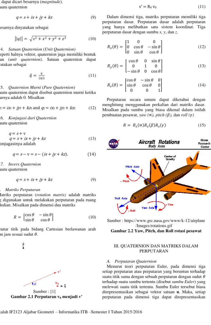 Penggunaan Quaternion dan Matriks pada Perputaran Spasial