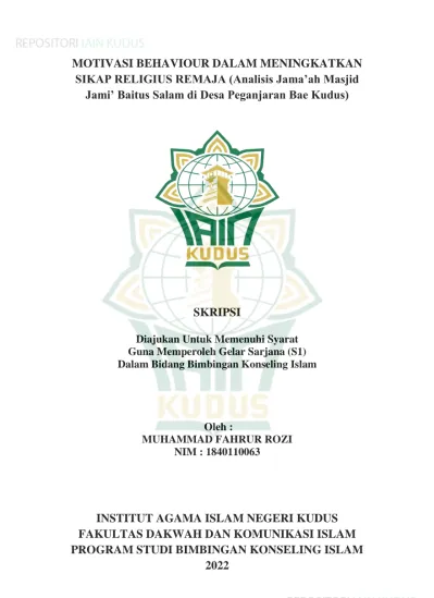 MOTIVASI BEHAVIOUR DALAM MENINGKATKAN SIKAP RELIGIUS REMAJA (Analisis ...