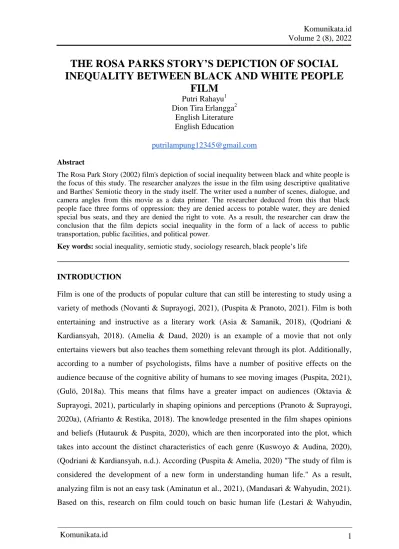 THE ROSA PARKS STORY’S DEPICTION OF SOCIAL INEQUALITY BETWEEN BLACK AND ...