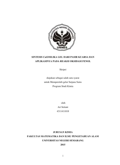 SINTESIS CuO SILIKA GEL DARI PASIR KUARSA DAN APLIKASINYA PADA REAKSI ...