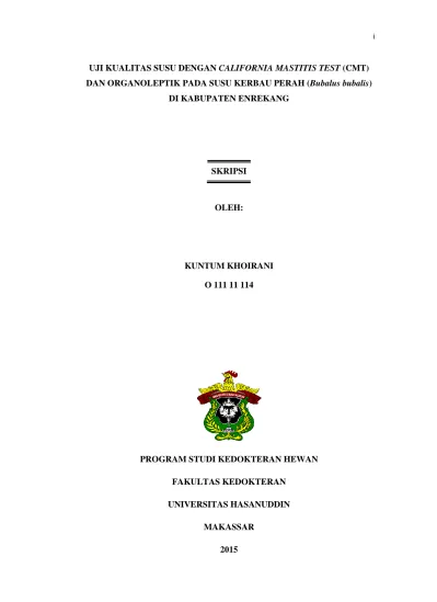 UJI KUALITAS SUSU DENGAN CALIFORNIA MASTITIS TEST (CMT) DAN ...