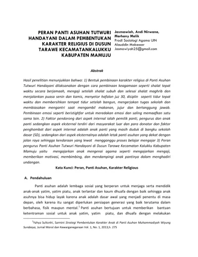 View of Peran Panti Asuhan Tutwuri Handayani dalam Pembentuk Karakter ...