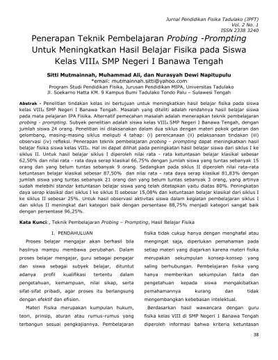 Penerapan Teknik Pembelajaran Probing -Prompting Untuk Meningkatkan ...