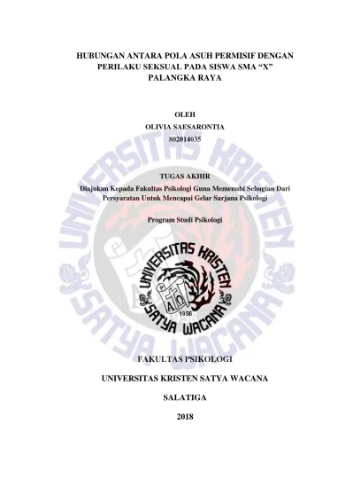 Hubungan antara Pola Asuh Permisif dengan Perilaku Seksual pada Siswa ...