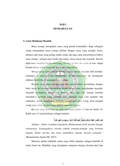 Latar Belakang Masalah Masa remaja merupakan masa yang penuh kontradiksi