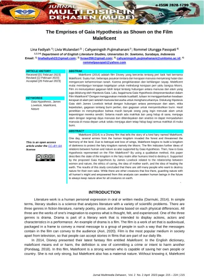 View of The Emprises of Gaia Hypothesis as Shown on the Film Maleficent