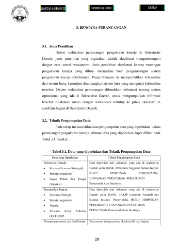 3. RENCANA PERANCANGAN. Tabel 3.1. Data yang diperlukan dan Teknik ...