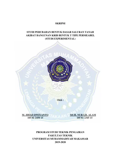 SKRIPSI STUDI PERUBAHAN BENTUK DASAR SALURAN TANAH AKIBAT BANGUNAN KRIB ...