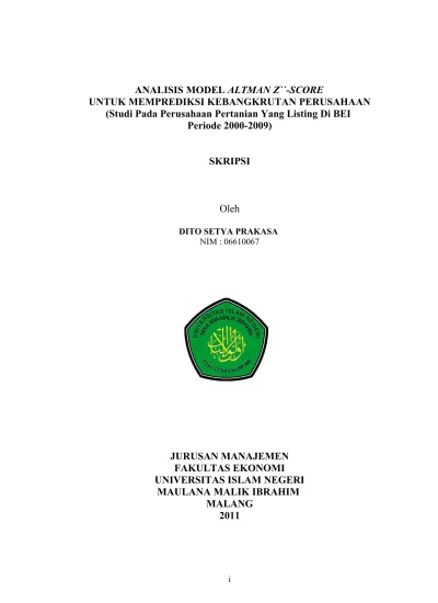 Deskripsi Hasil Perhitungan Z-``Score - Pembahasan Data Hasil Penelitian