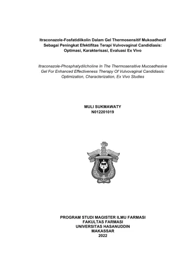 Itraconazole-Fosfatidilkolin Dalam Gel Thermosensitif Mukoadhesif ...