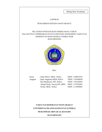 FAKULTAS KESEHATAN MASYARAKAT UNIVERSITAS ISLAM KALIMANTAN (UNISKA ...