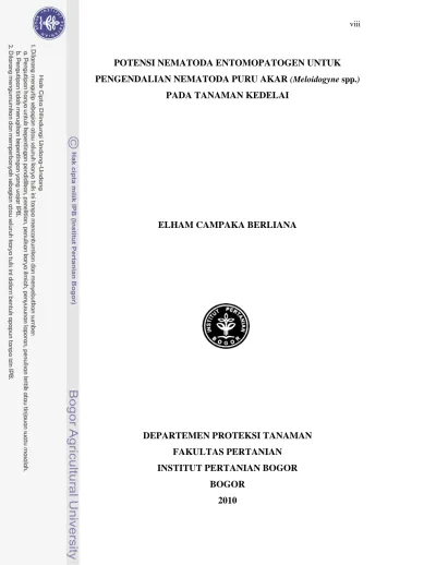viii POTENSI NEMATODA ENTOMOPATOGEN UNTUK PENGENDALIAN NEMATODA PURU ...