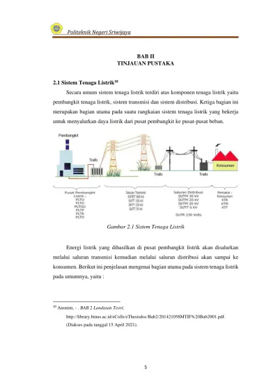 Gambar 2.1 Sistem Tenaga Listrik Energi listrik yang dihasilkan di ...