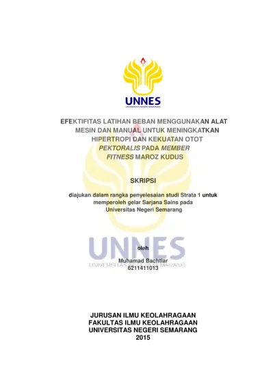 Efektifitas Latihan Beban Menggunakan Alat Mesin dan Manual Untuk ...