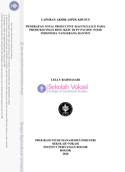 LAPORAN AKHIR ASPEK KHUSUS PENERAPAN TOTAL PRODUCTIVE MAINTENANCE PADA ...