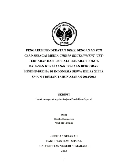 PENGARUH PENDEKATAN DRILL DENGAN MATCH CARD SEBAGAI MEDIA CHEMO ...