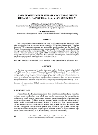 this PDF file USAHA PENURUNAN PERSENTASE CACAT RING PISTON TIPE 4JA1 ...