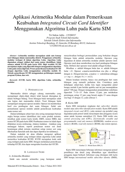 Aplikasi Aritmetika Modular dalam Pemeriksaan Keabsahan Integrated ...