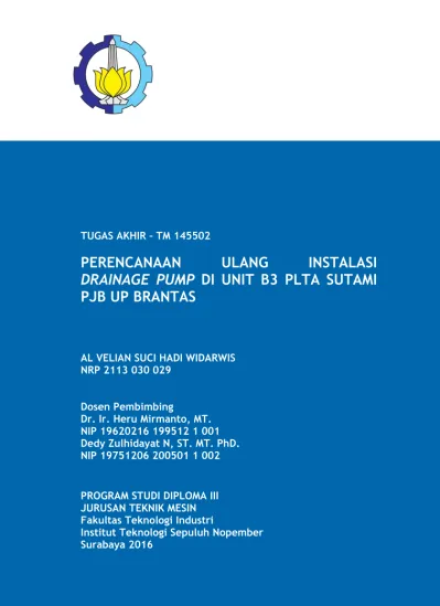 Perencanaan Ulang Instalasi Drainage Pump Di Unit B3 Plta Sutami Pjb Up ...