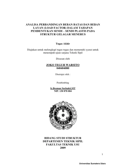 Analisa Perbandingan Beban Batas Dan Beban Layan (Load Factor) Dalam ...