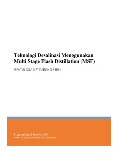 Teknologi Desalinasi Menggunakan Multi Stage Flash Distillation (MSF)