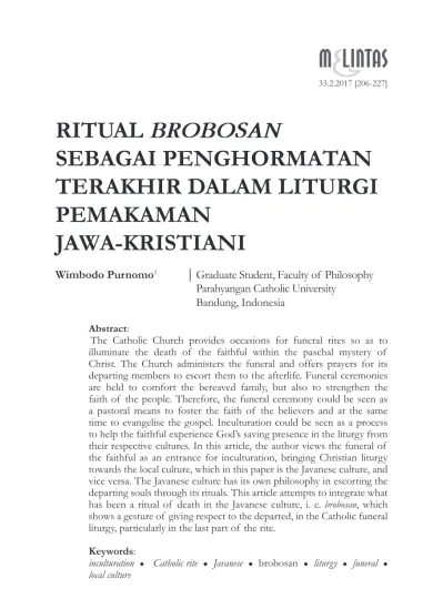 RITUAL BROBOSAN SEBAGAI PENGHORMATAN TERAKHIR DALAM LITURGI PEMAKAMAN ...