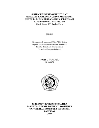 Sistem Pendukung Keputusan Penilaian Karyawan untuk Menempati suatu ...