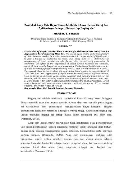 Produksi Asap Cair Kayu Kesambi (Schleichera Oleosa Merr) Dan ...