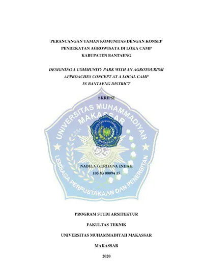 PERANCANGAN TAMAN KOMUNITAS DENGAN KONSEP PENDEKATAN AGROWISATA DI LOKA ...