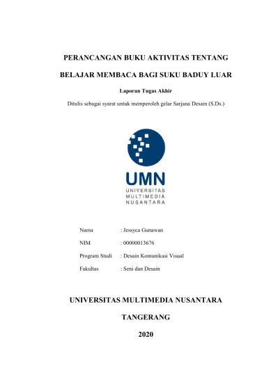 PERANCANGAN BUKU AKTIVITAS TENTANG BELAJAR MEMBACA BAGI SUKU BADUY LUAR