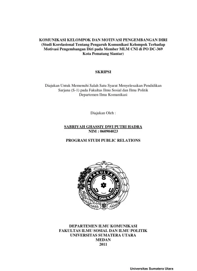 Komunikasi Kelompok Dan Motivasi Pengembangan Diri (Studi Korelasional ...