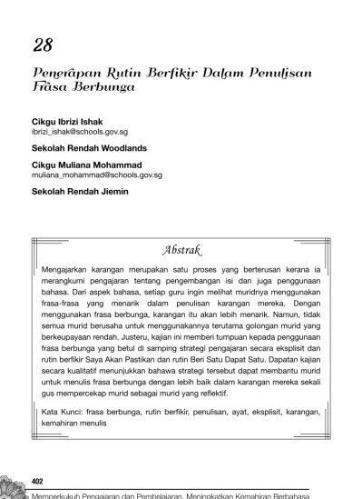 Penerapan Rutin Berfikir Dalam Penulisan Frasa Berbunga. Abstrak