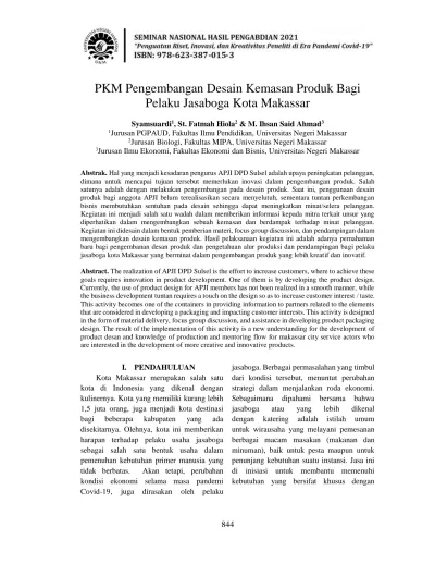 PKM Pengembangan Desain Kemasan Produk Bagi Pelaku Jasaboga Kota Makassar