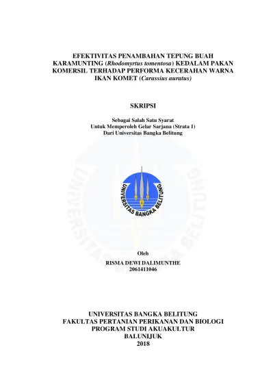 Efektivitas penambahan tepung buah karamunting (rhodomyrtus tomentosa ...