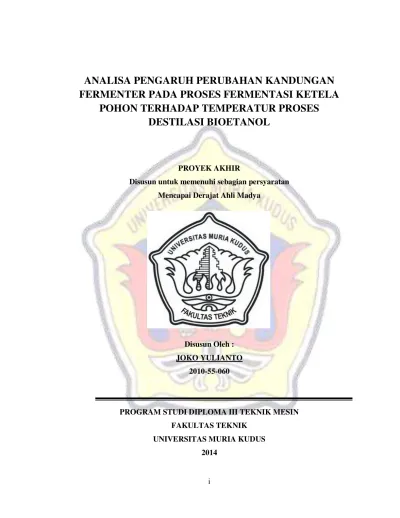 ANALISA PENGARUH PERUBAHAN KANDUNGAN FERMENTER PADA PROSES FERMENTASI ...