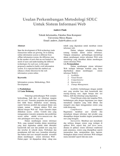 Usulan Perkembangan Metodologi SDLC Untuk Sistem Informasi Web