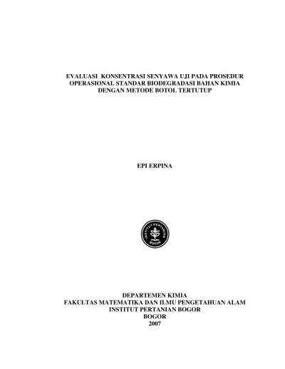 EVALUASI KONSENTRASI SENYAWA UJI PADA PROSEDUR OPERASIONAL STANDAR ...