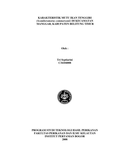 KARAKTERISTIK MUTU IKAN TENGGIRI (Scomberomorus commersonii) DI ...