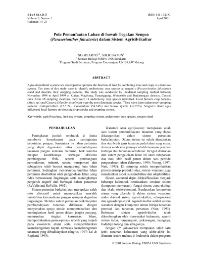 Pola Pemanfaatan Lahan di bawah Tegakan Sengon (Paraserianthes ...