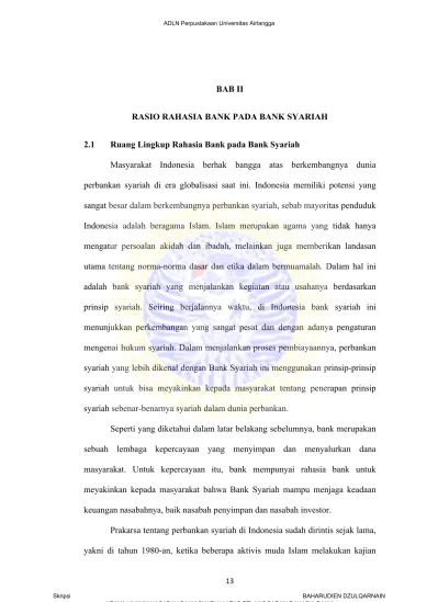 BAB II RASIO RAHASIA BANK PADA BANK SYARIAH. 2.1 Ruang Lingkup Rahasia ...