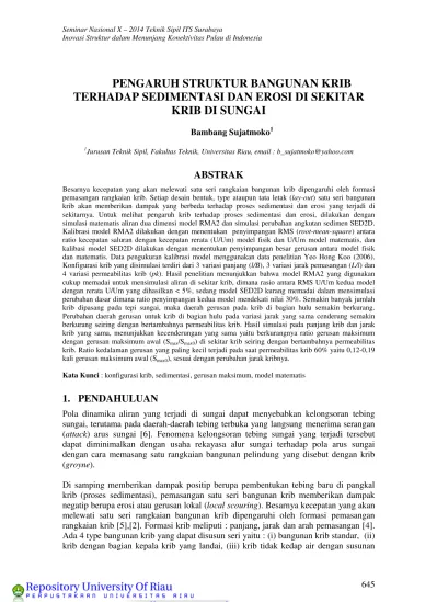 PENGARUH STRUKTUR BANGUNAN KRIB TERHADAP SEDIMENTASI DAN EROSI DI ...