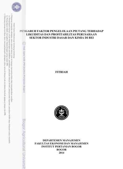 Pengaruh Faktor Pengelolaan Piutang terhadap Likuiditas dan ...